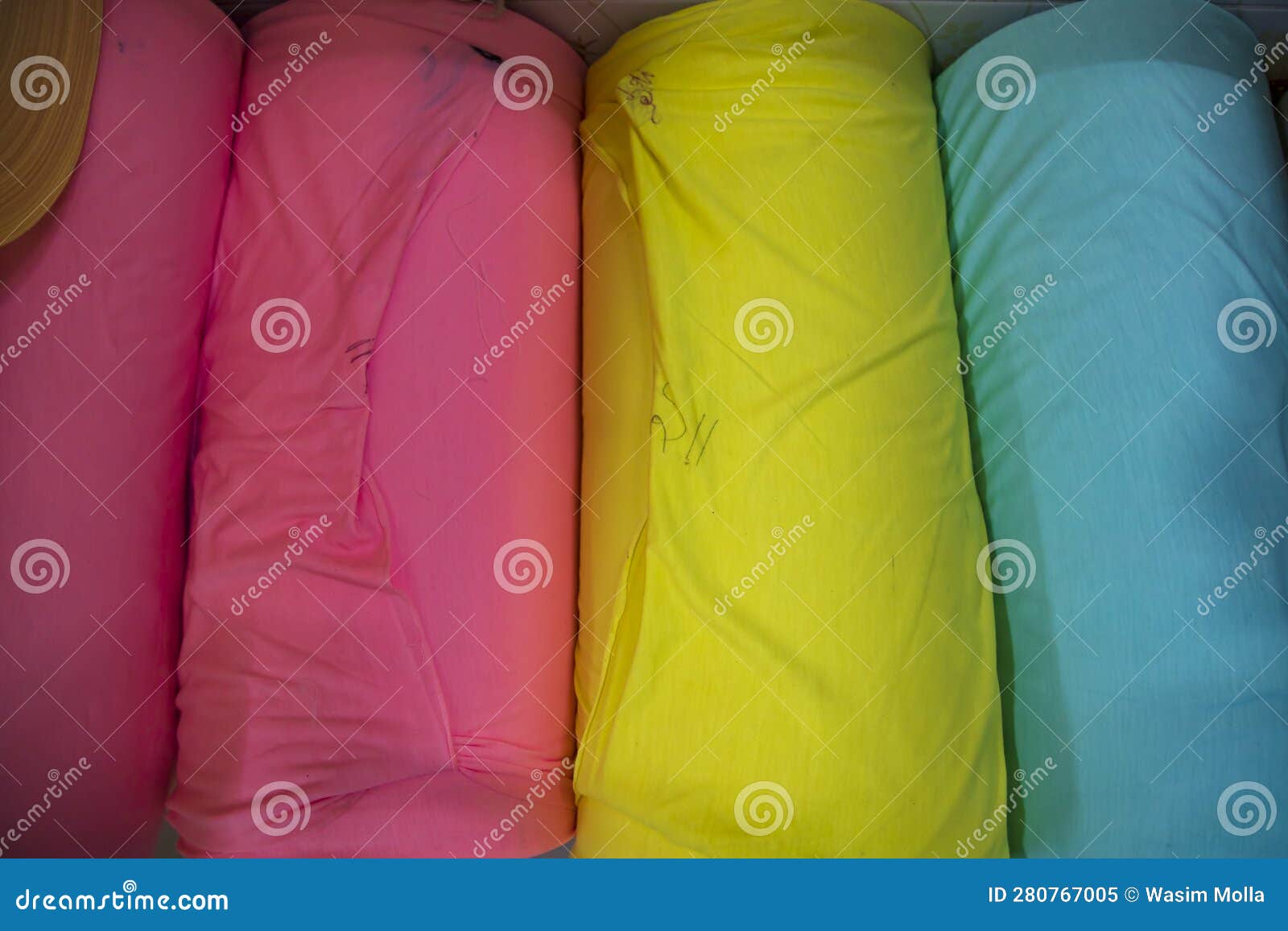 Artistic Variety of Shade Tone Colors Textile Fabrics Rolls Stacked ...