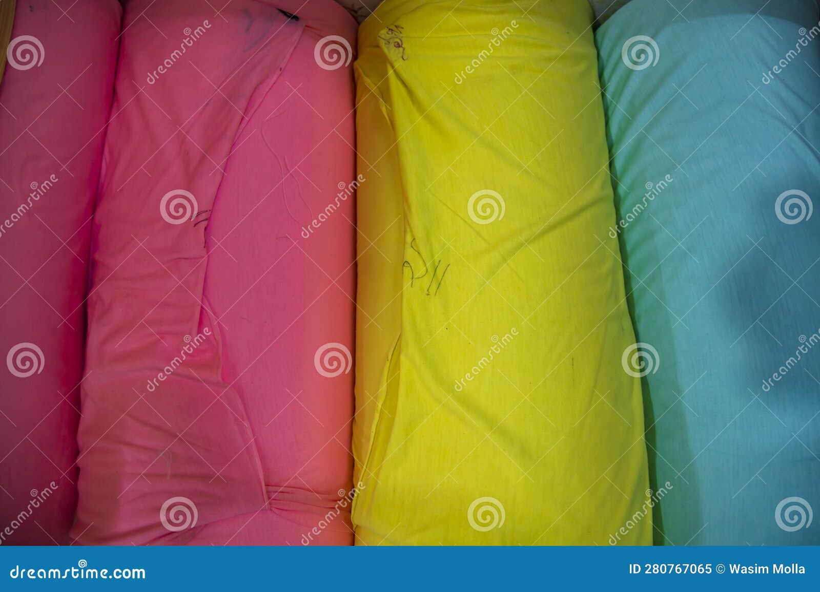 Artistic Variety of Shade Tone Colors Textile Fabrics Rolls Stacked ...