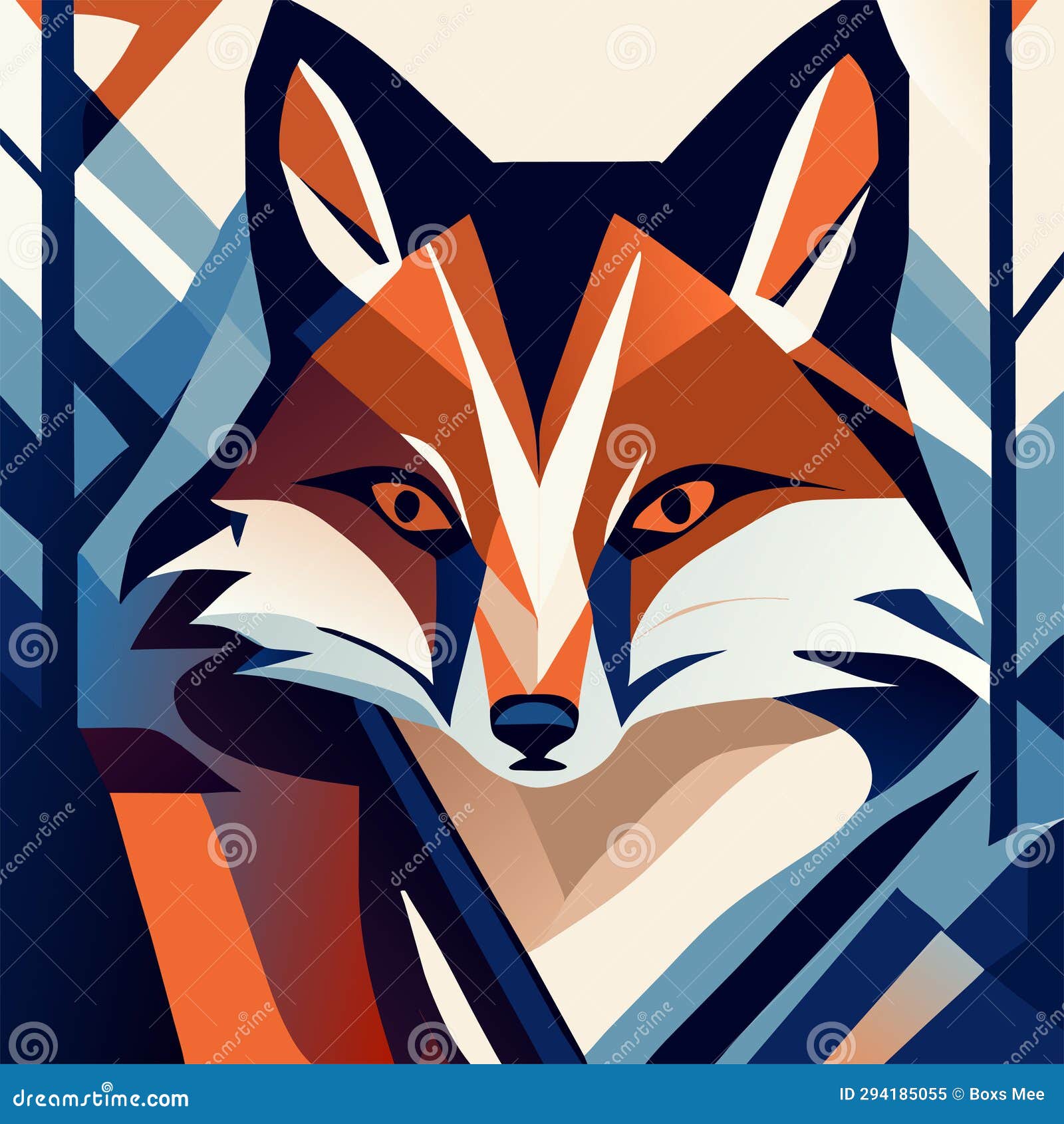 Artistic Vector Illustration of a Fox Head in a Modern Style ...