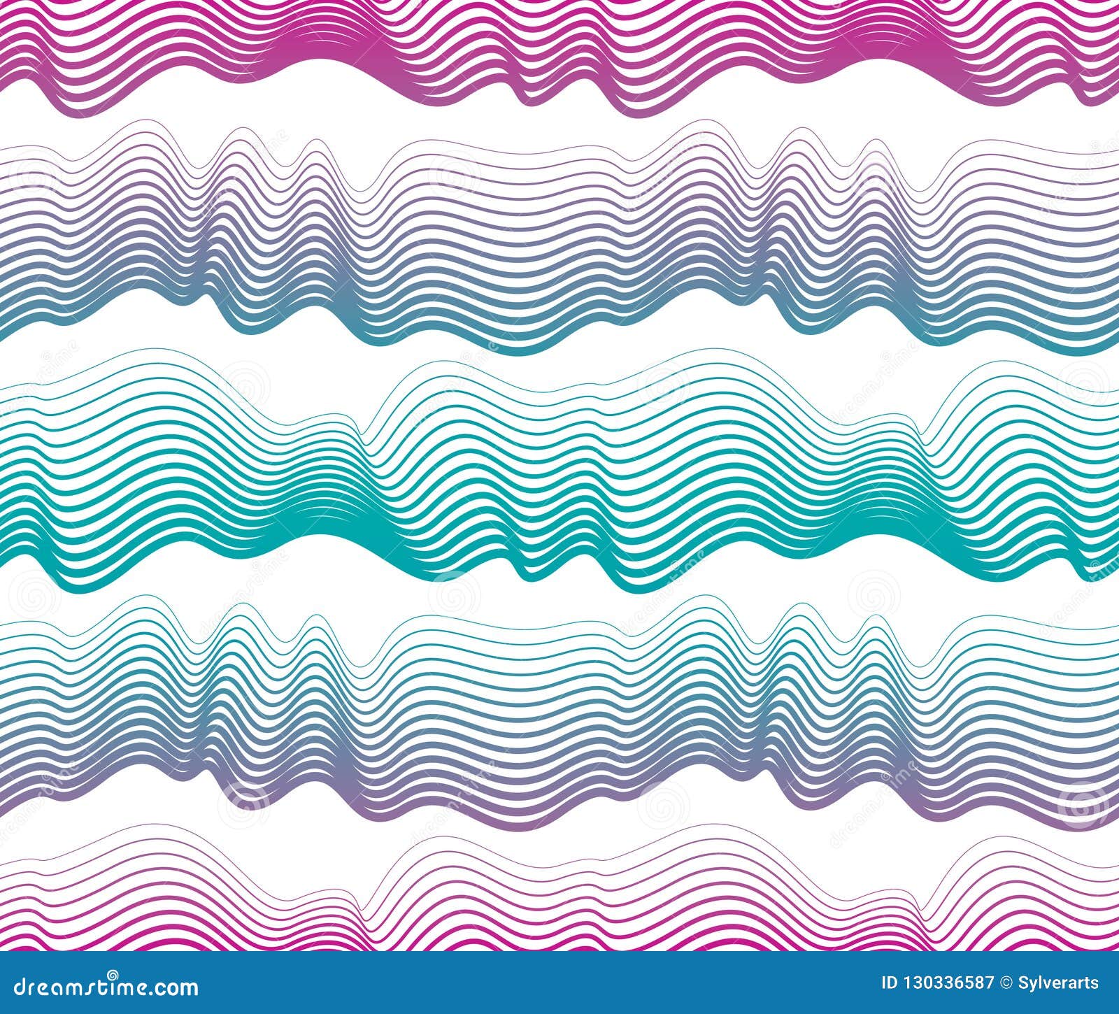 Artistic Vector Seamless Pattern with Stylized Multicolored Wave Stock ...