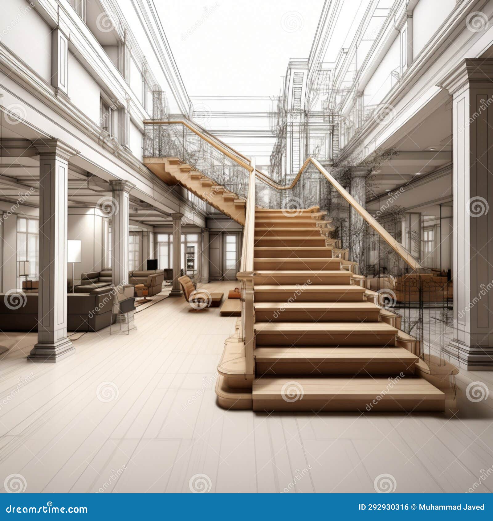 Artistic Vertical Space 3D Wireframe Portrays Sketch Design, Showcasing ...