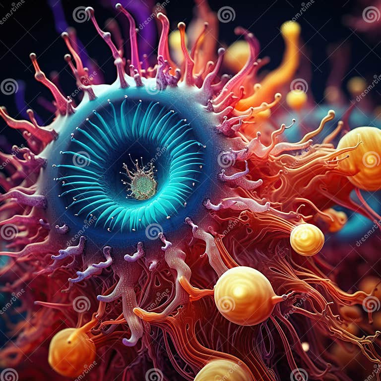 Artistic View of Colorful Objects Under Electron Microscope Stock ...