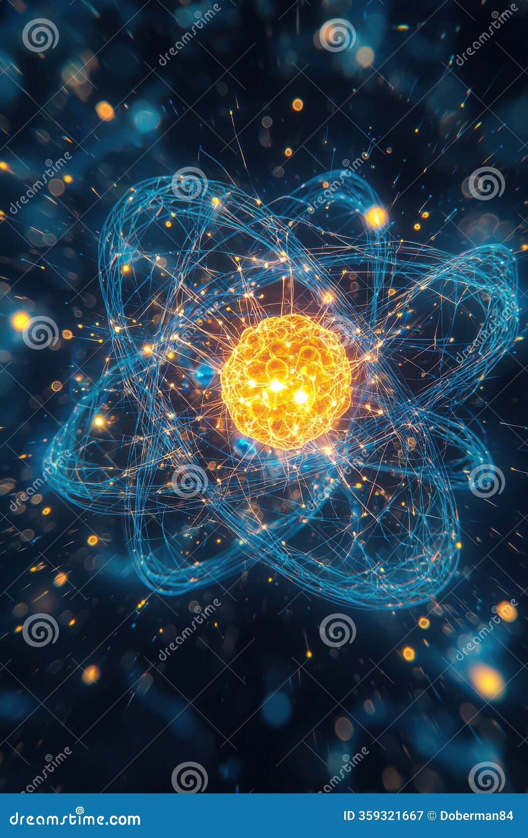 Artistic Visualization of an Atom with Vibrant Energy and Glowing ...