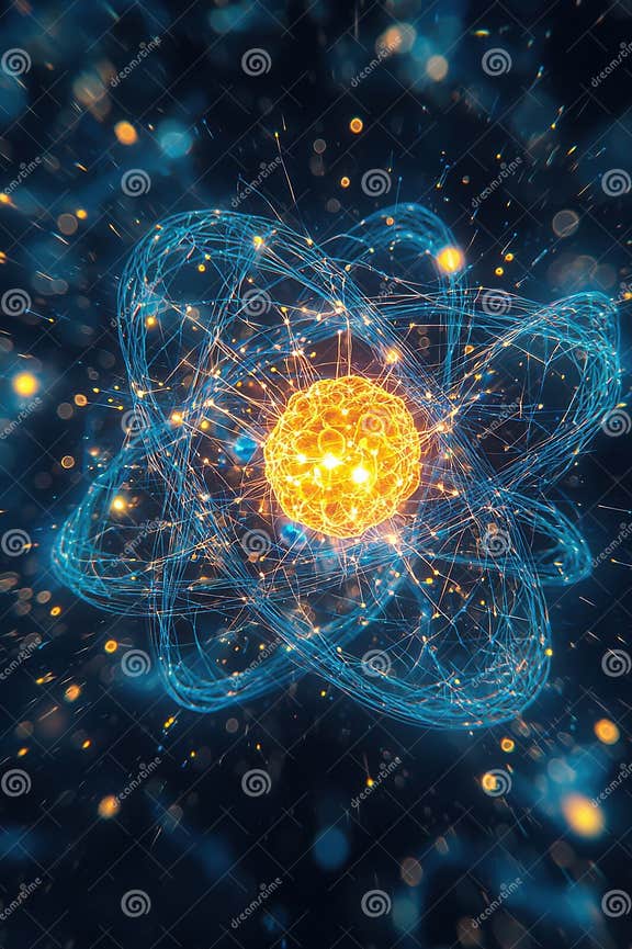 Artistic Visualization of an Atom with Vibrant Energy and Glowing ...