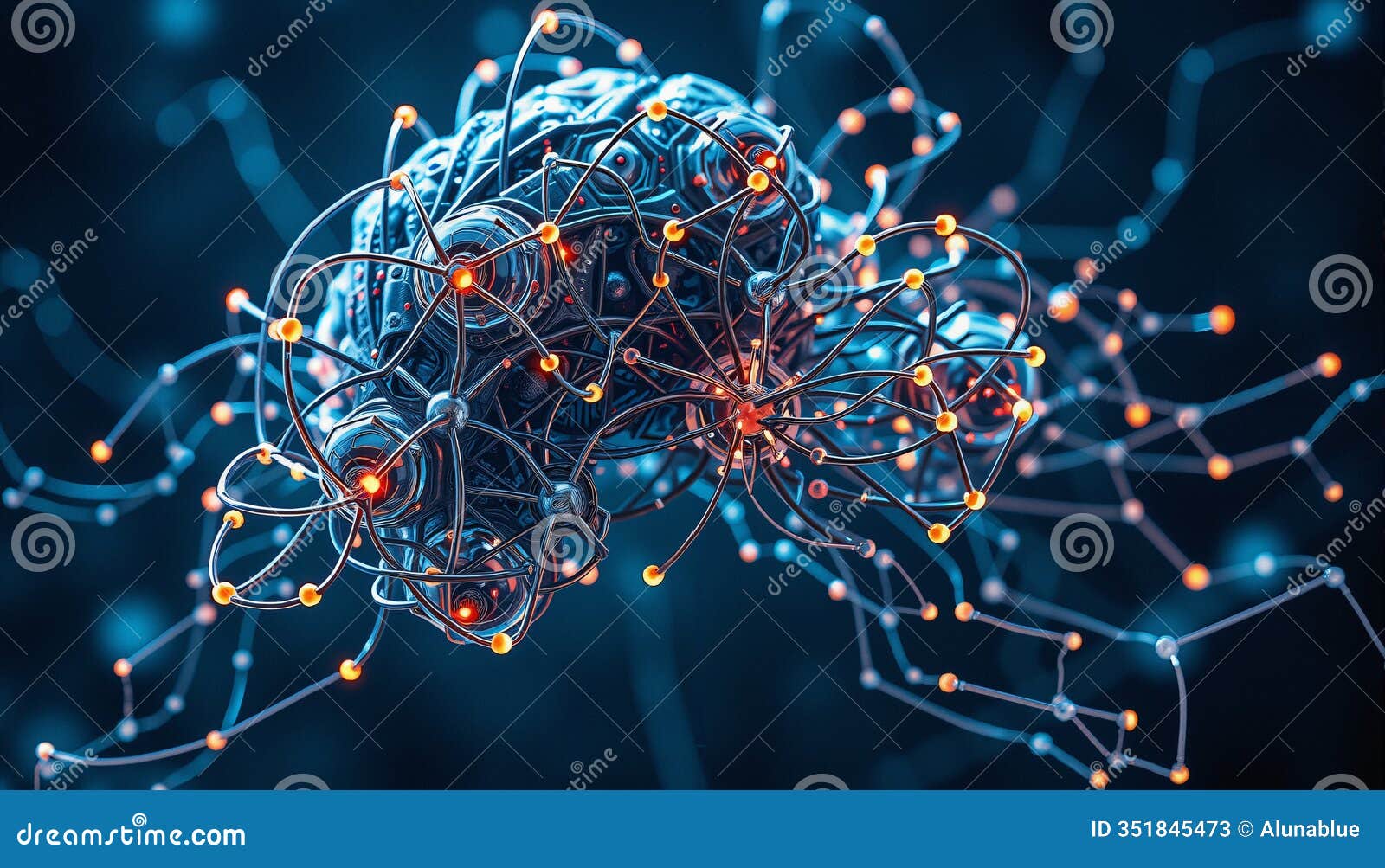 Digital Neurons Dance in Light Stock Image - Image of connectivity ...
