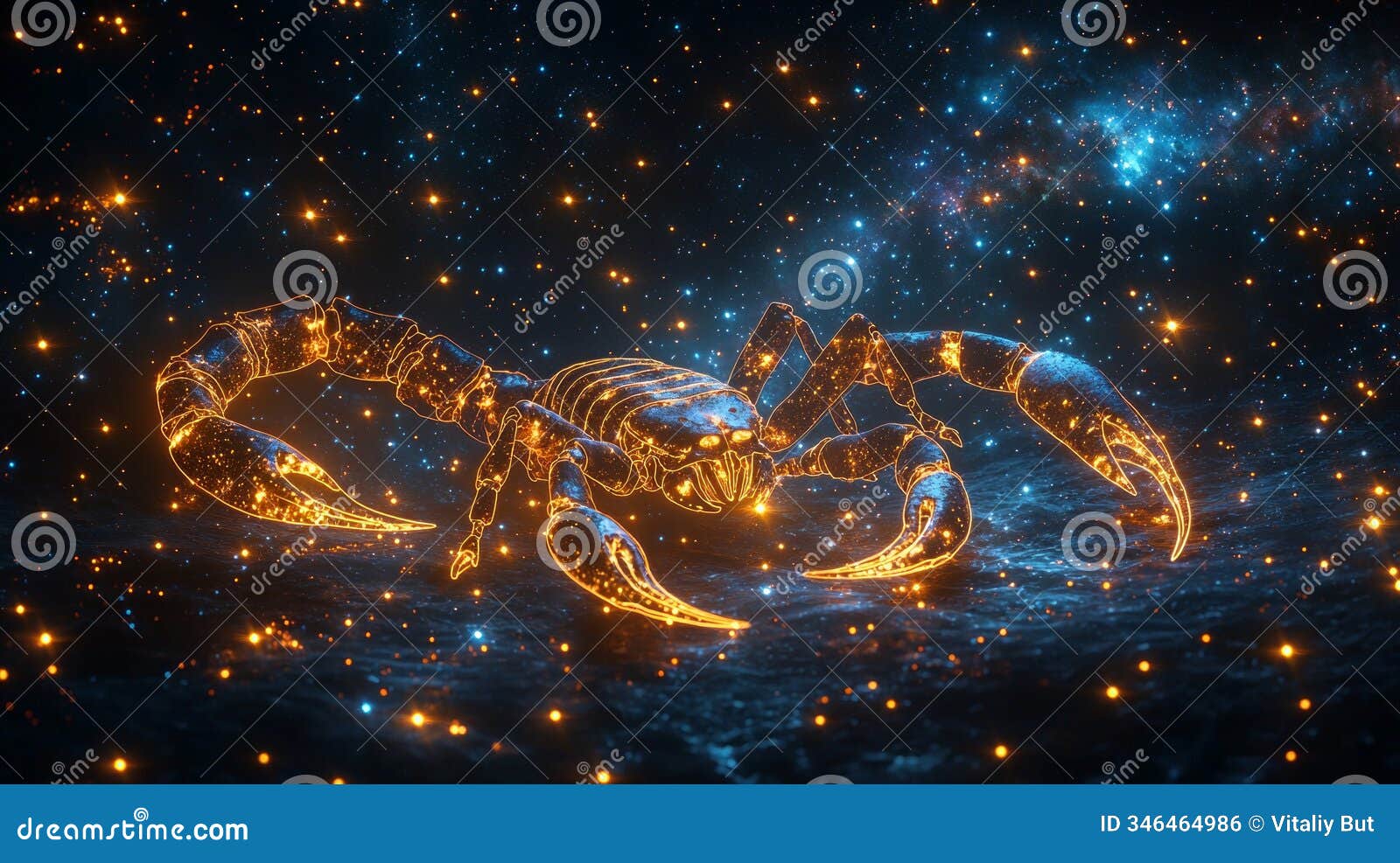 Artistic Visualization Scorpio Constellation Glowing Brightly Dramatic ...