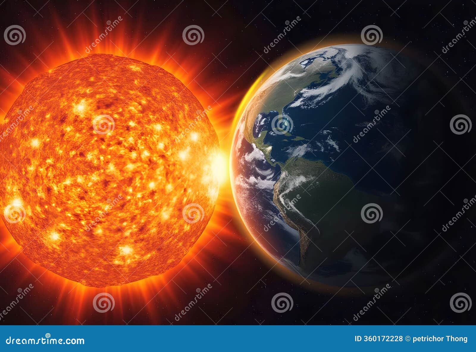 Artistic Visualization of Solar Radiation Impact Stock Illustration ...