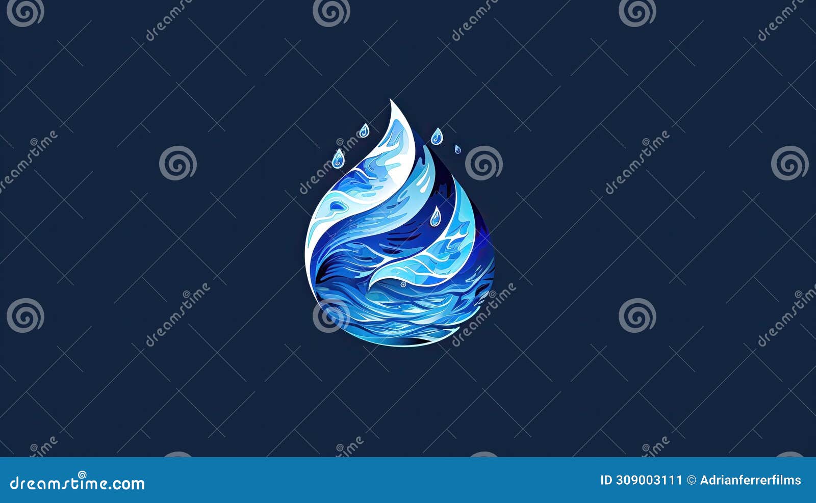 Artistic Water Droplet Logo With Flowing Wave Patterns. Royalty-Free ...