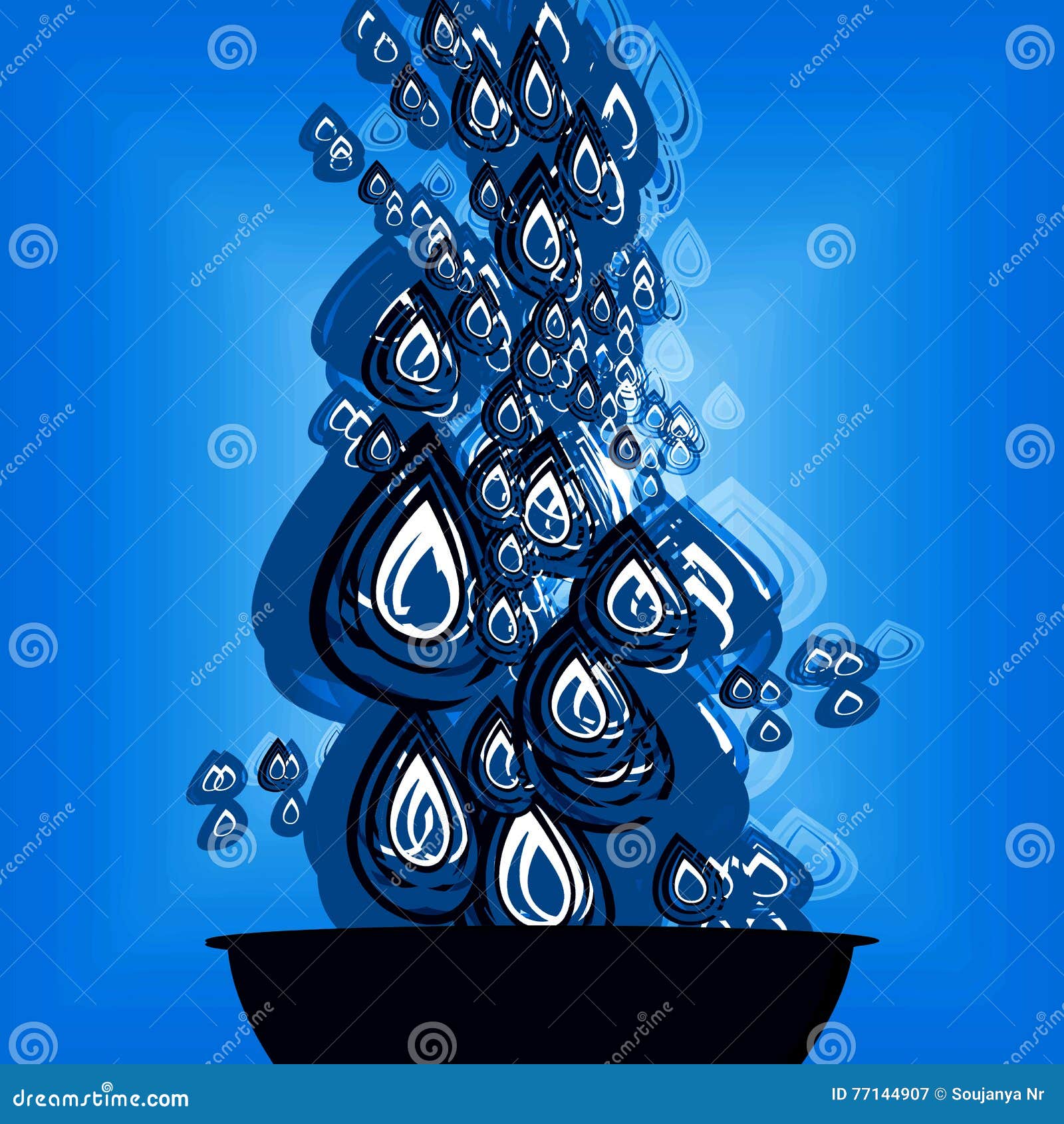 Artistic Water Falling Design Stock Illustration - Illustration of ...