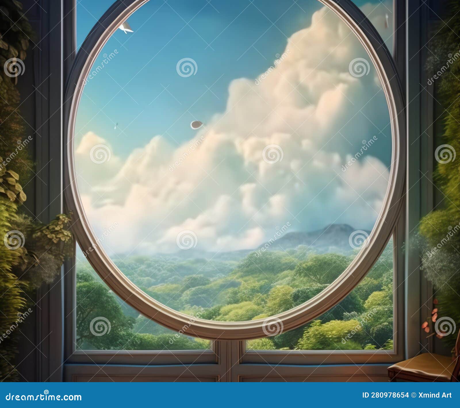A Artistic Window with Beautiful Magical Landscape View Ai Generated ...
