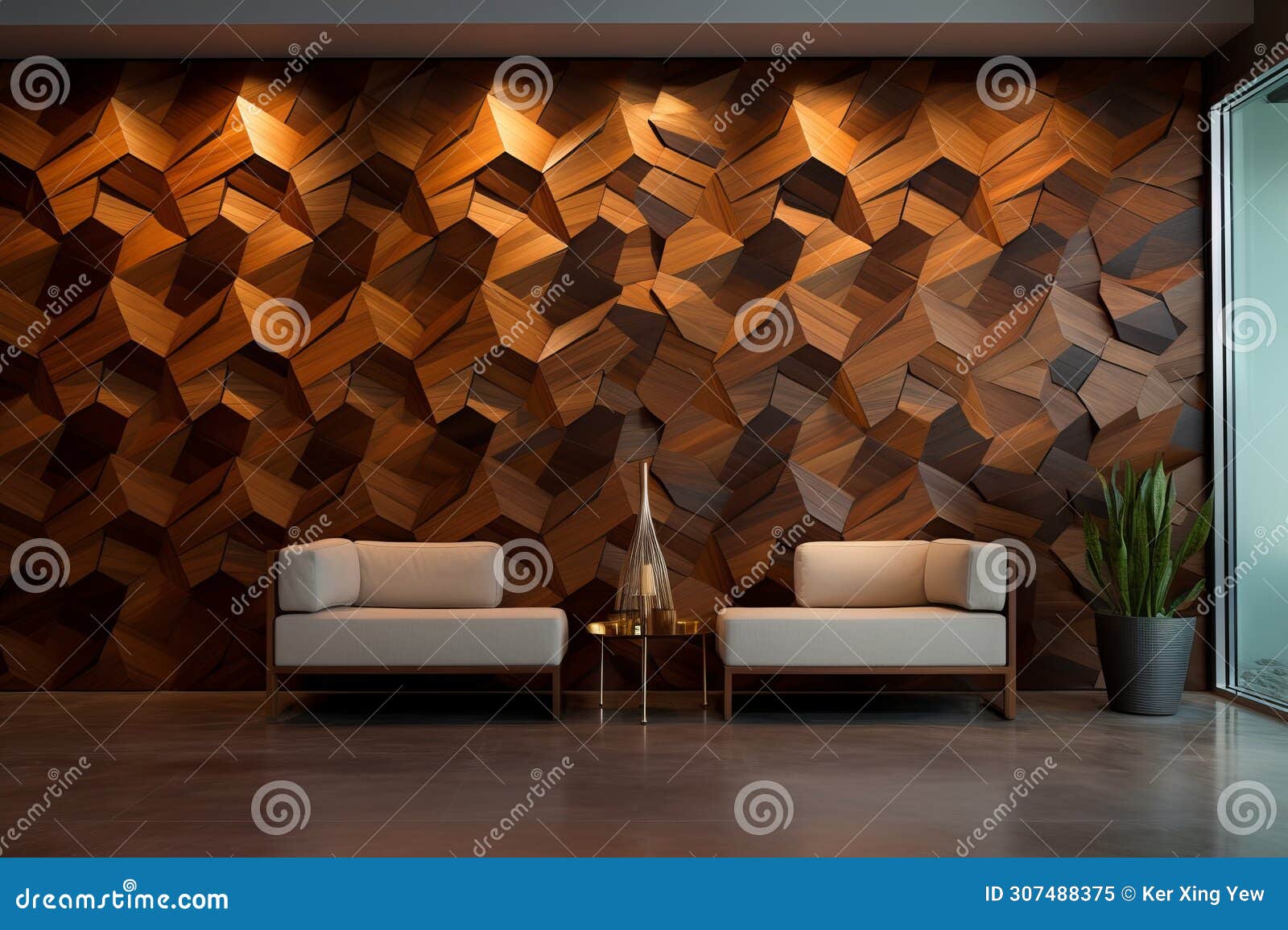 Artistic Wood Wall Design with Geometric Patterns Stock Illustration ...