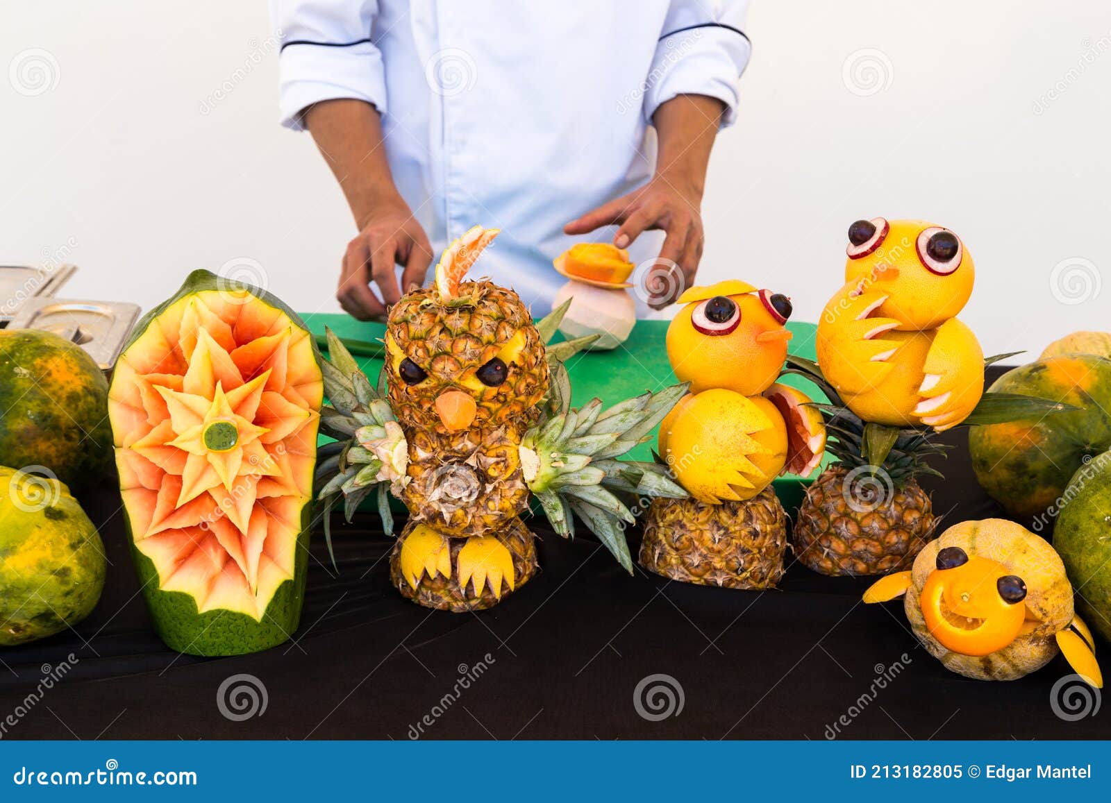 Artistically Carved Fruits and Vegetables Stock Image - Image of flower ...