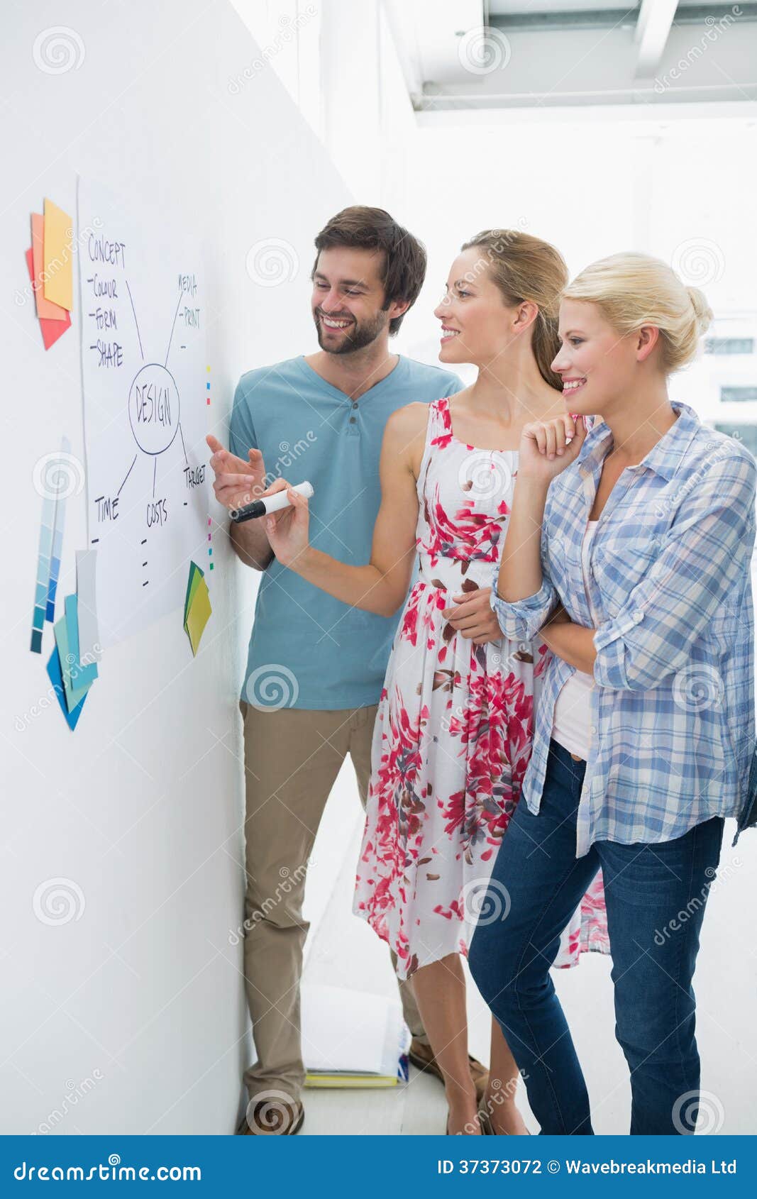Artists in Discussion in Front of Whiteboard Stock Photo - Image of ...