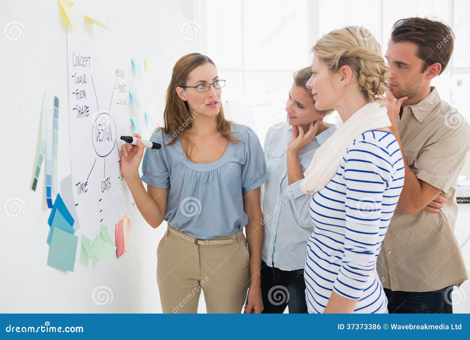 Artists in Discussion in Front of Whiteboard Stock Photo - Image of ...