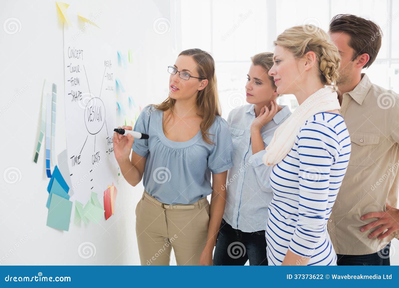 Artists in Discussion in Front of Whiteboard Stock Photo - Image of ...