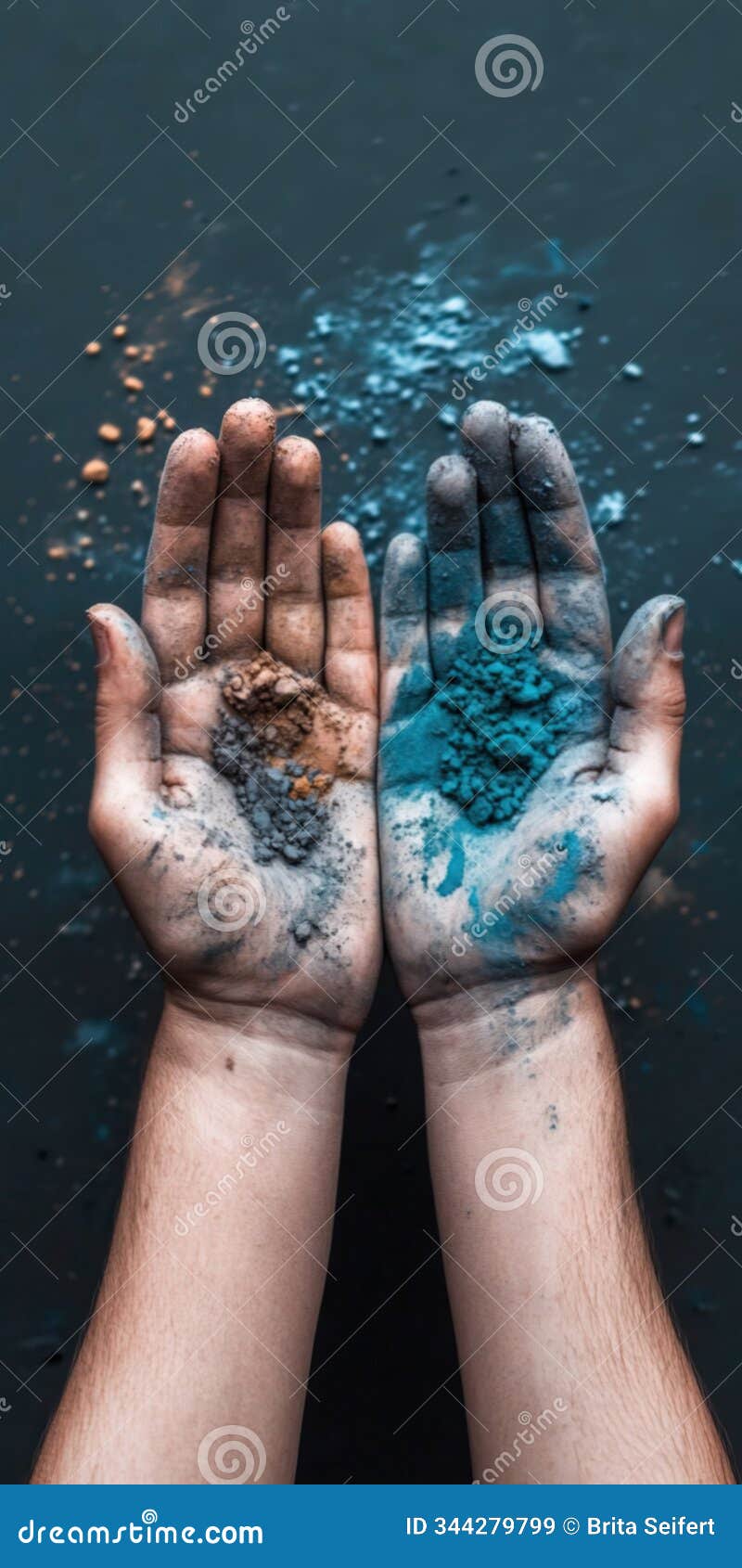 An Artists Hands with Color Pigments Stock Illustration - Illustration ...