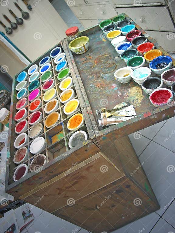 Artists Paint Color Box of Diversity Stock Image - Image of powder ...