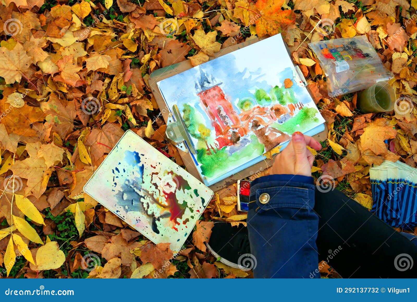 Artists Paint in Nature. Children Draw Drawings in Nature Editorial ...