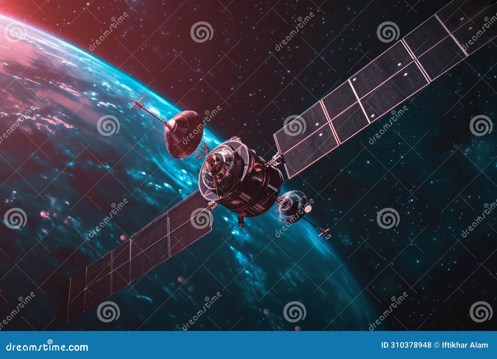 An Artists Rendering Depicting a Satellite in Outer Space, Floating ...