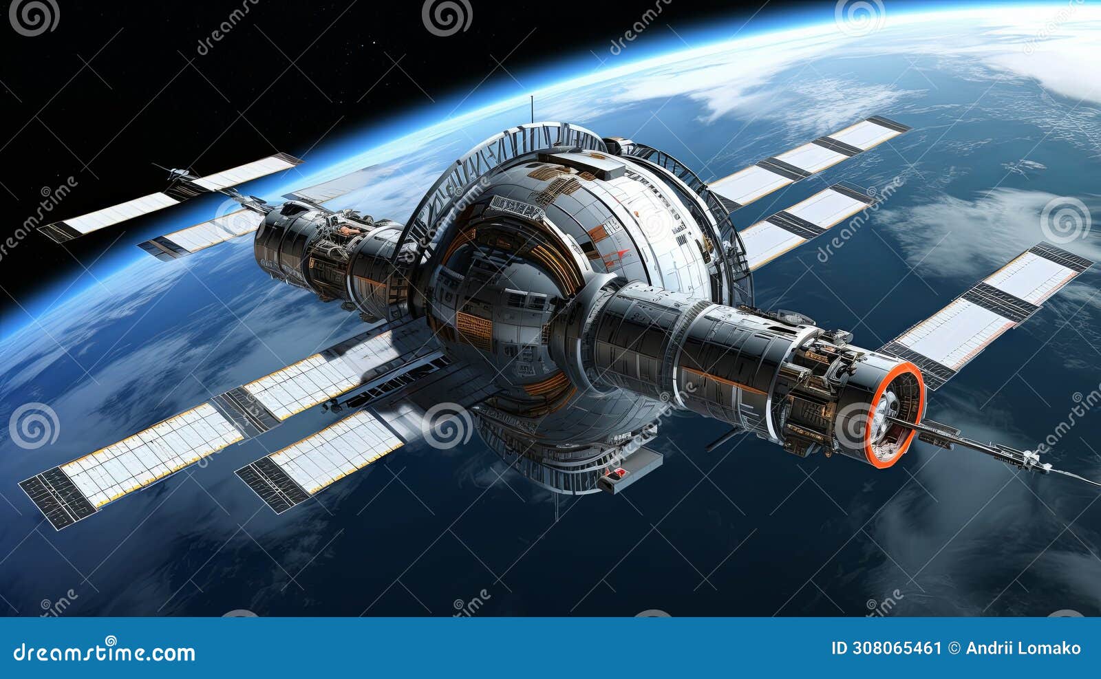 Artists Rendering of a Space Station in Orbit Stock Image - Image of ...
