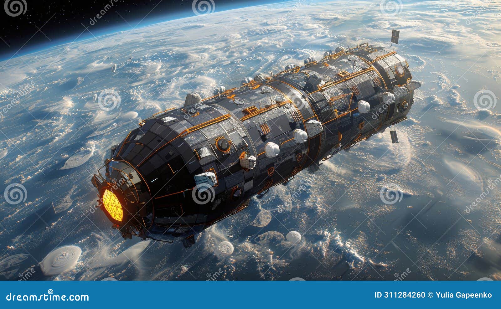 Artists Rendering of a Space Station in Orbit Stock Photo - Image of ...