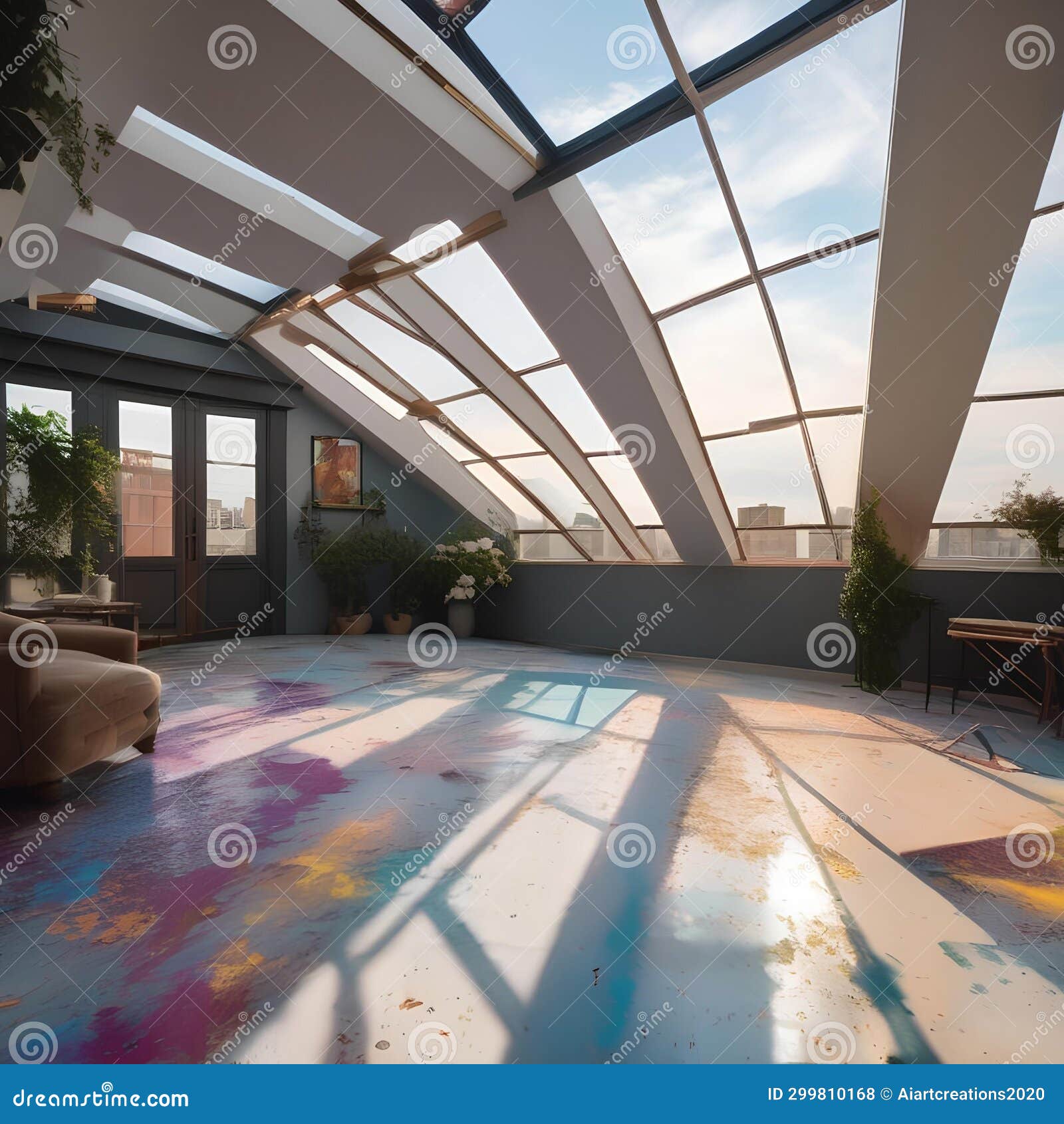 An Artists Rooftop Studio with Skylights, a Panoramic View, and ...