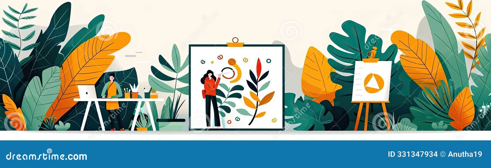 Artists Working. Painters Drawing Beautiful Paints Using Easel ...