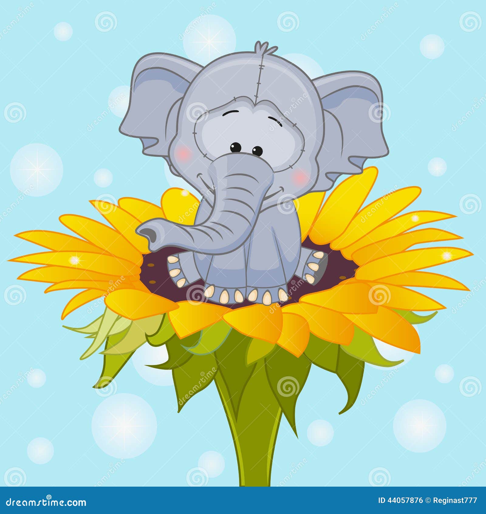 Smiley Elephant Emoticon With Long Trunk, Doodle Kawaii. Doodle Icon ...