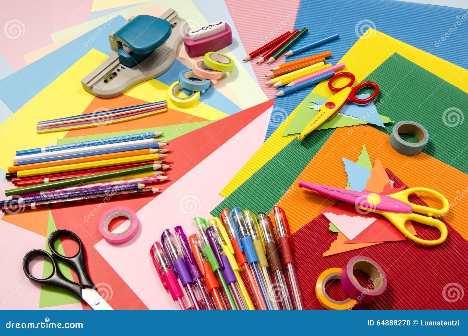Arts and craft supplies. stock photo. Image of paper - 64888270 Arts and craft supplies. stock photo. Image of paper - 64888270
