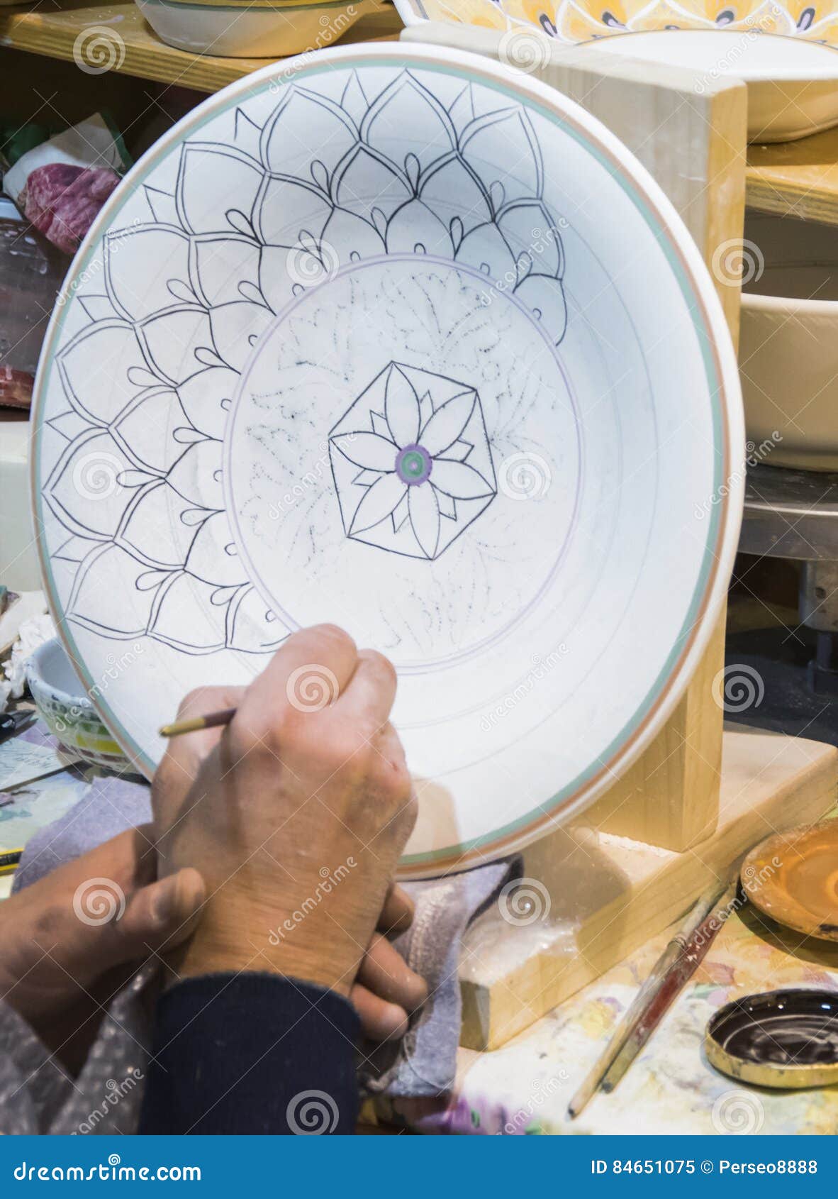 Arts and Crafts Work- Ceramic Dish Handmade in Italy. Stock Image ...