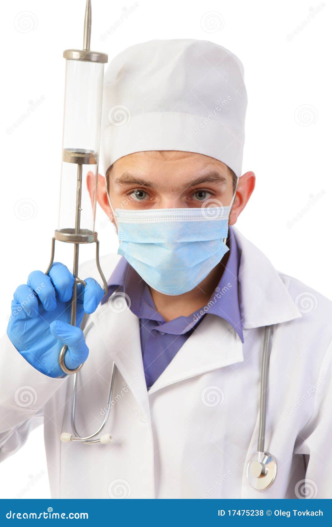 Arts in Een Masker Met De Grote Spuit Stock Foto - Image of volwassen ...