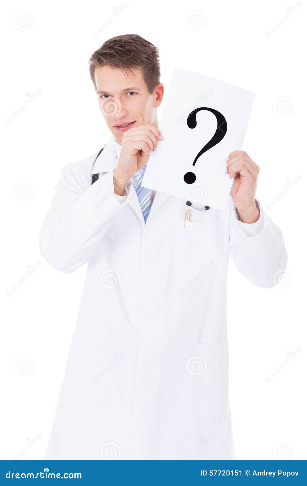 Arts Holding Question Mark Sign Stock Afbeelding - Image of gezicht ...