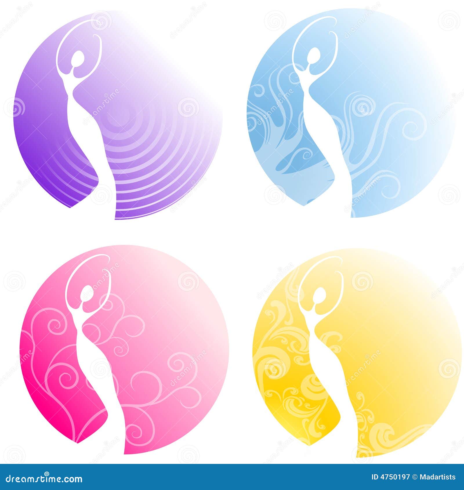 Artsy Female Silhouette Logos 2 Stock Illustration - Illustration of ...