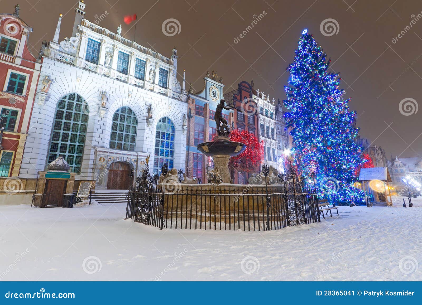 Artus Court in Winter Scenery with Christmas Tree Stock Image - Image ...