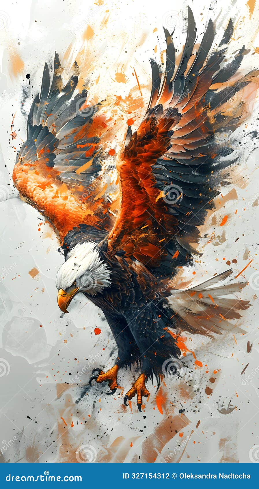 Vibrant Eagle in Flight Abstract Art Depicting Dynamic Motion of a ...