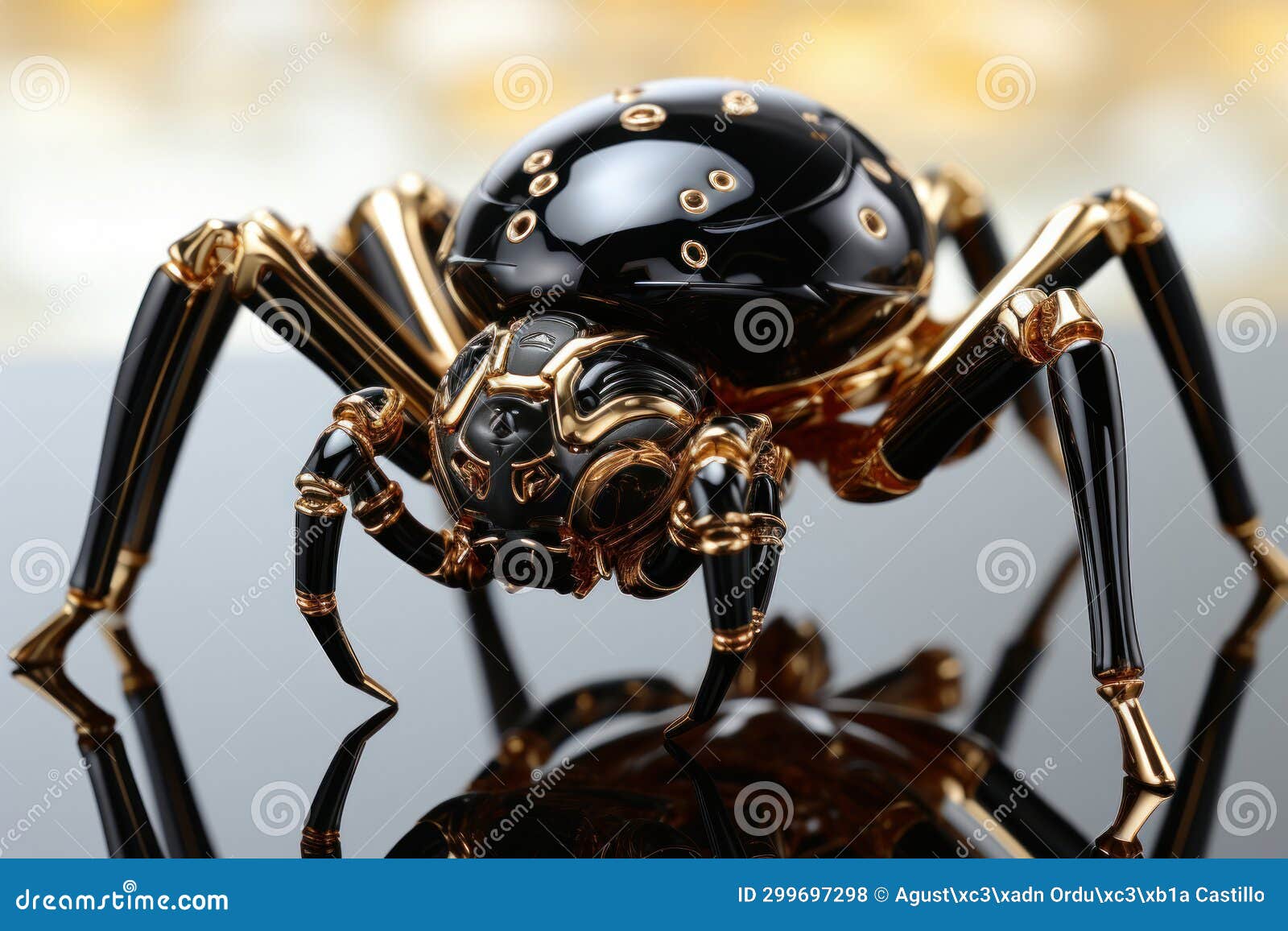 Artwork of a Black Spider, Made of Liquid Metal. Stock Illustration ...