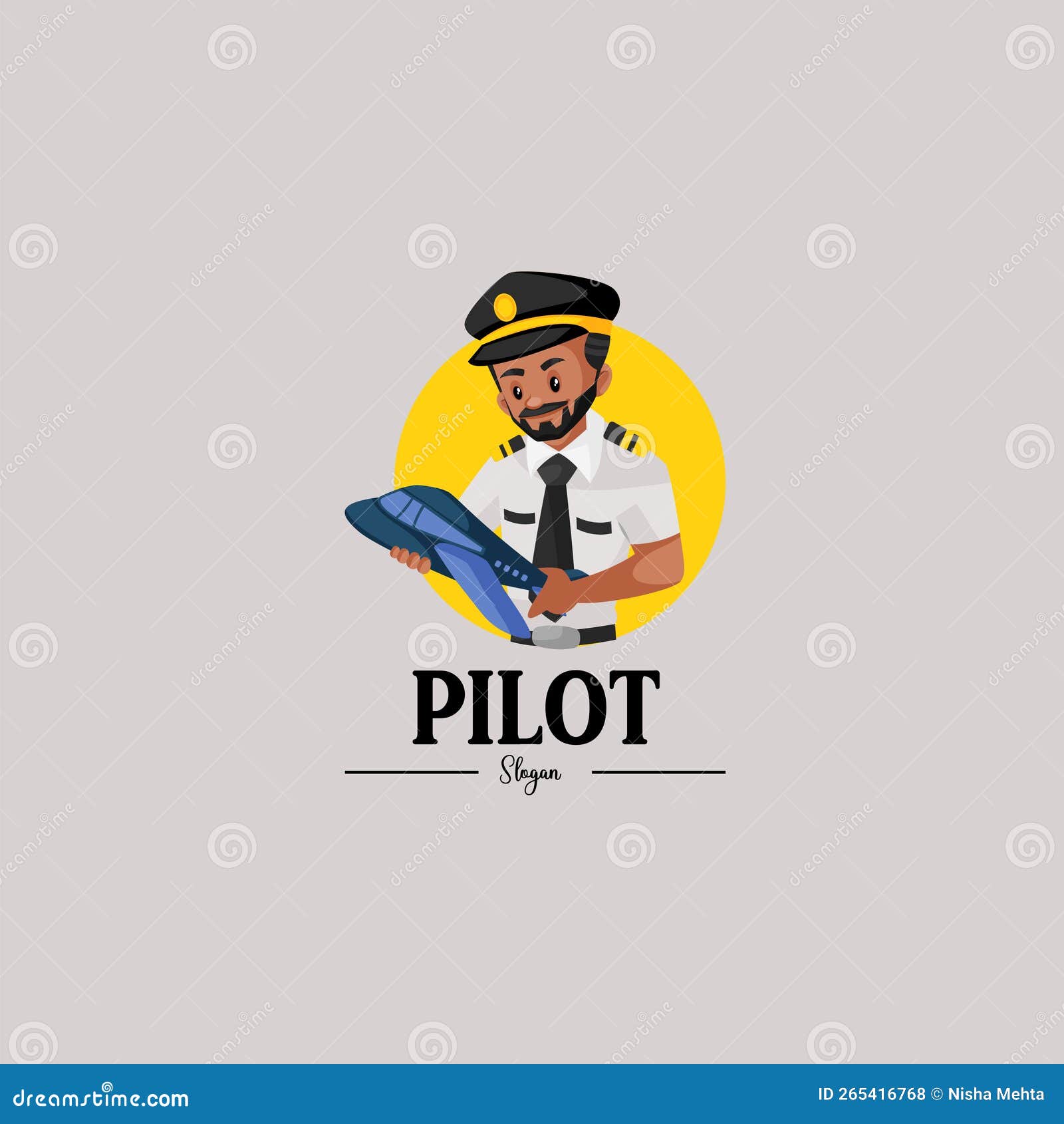 Pilot vector mascot logo stock vector. Illustration of cheerful - 265416768