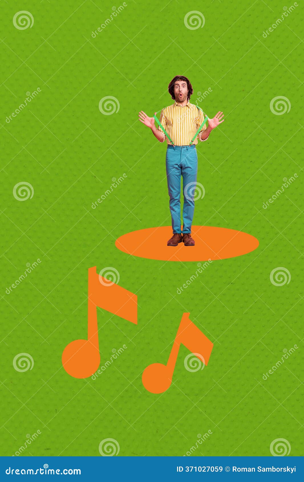 Artwork Collage Placard Of Powerless Weak Girl Hanging Rope Huge Arm ...