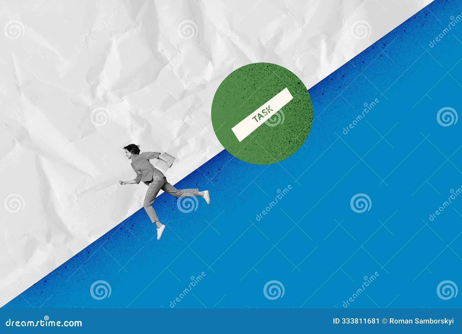 Artwork Collage Picture of Busy Office Manager Going Work Startup ...