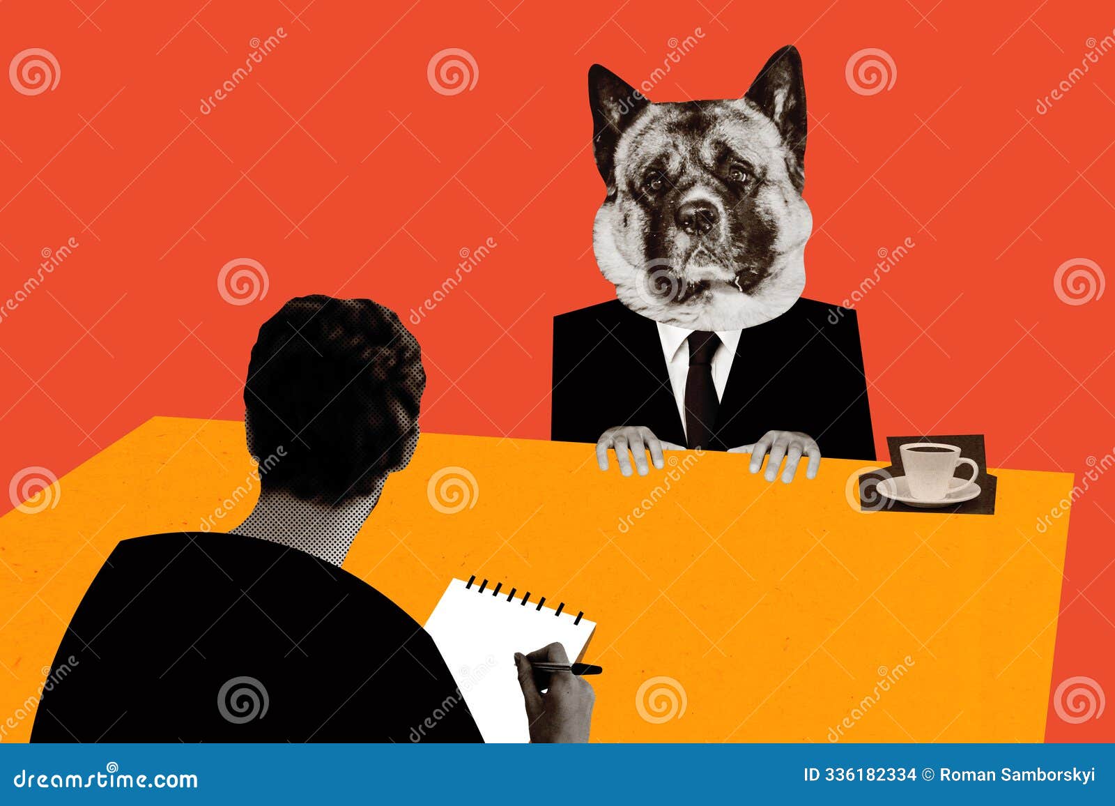 Artwork Collage Picture Image of Man Listening Dialog Speech Interview ...