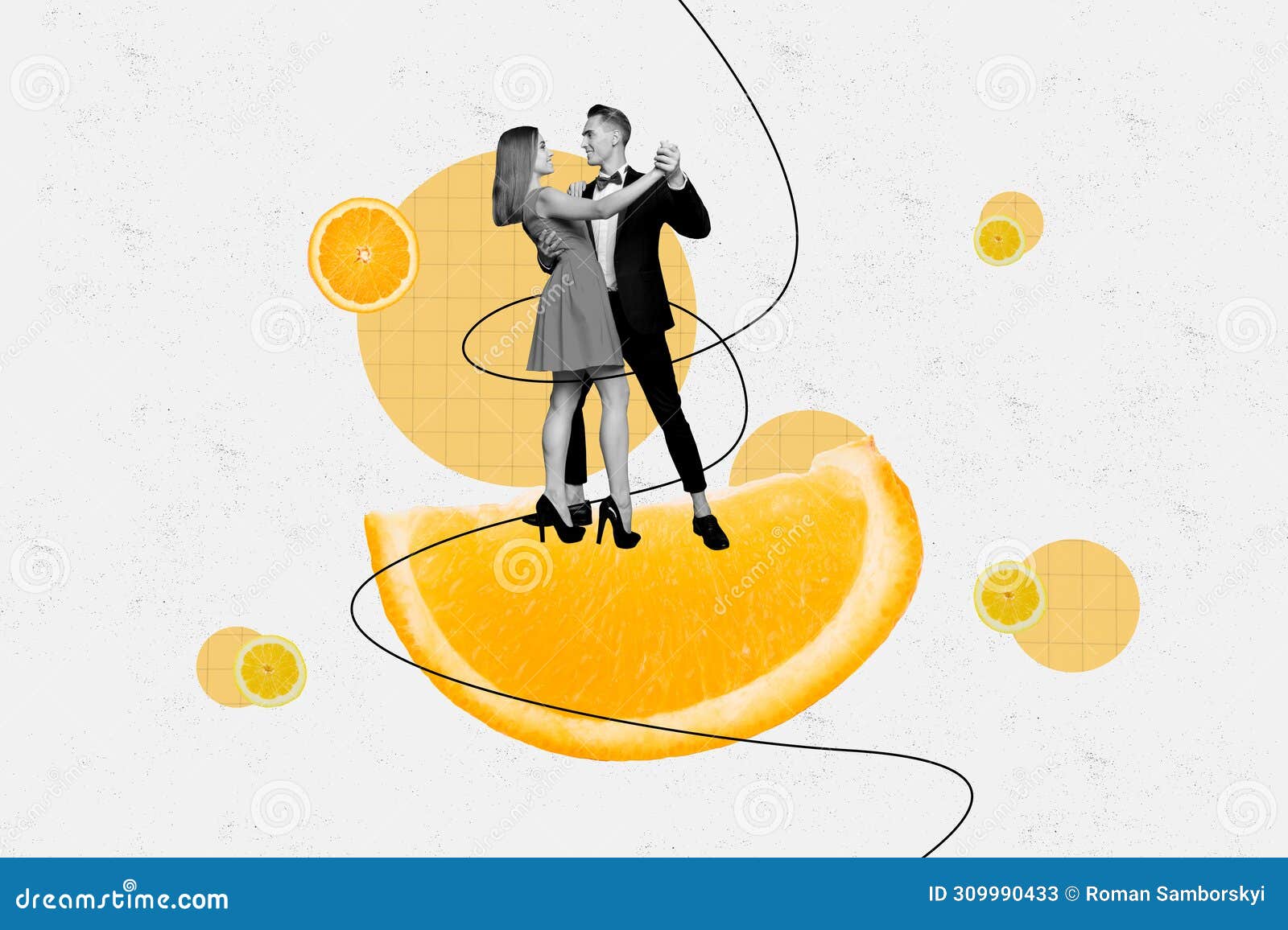 Artwork Collage of Two Mini Black White Effect Classy Partners Cuddle ...