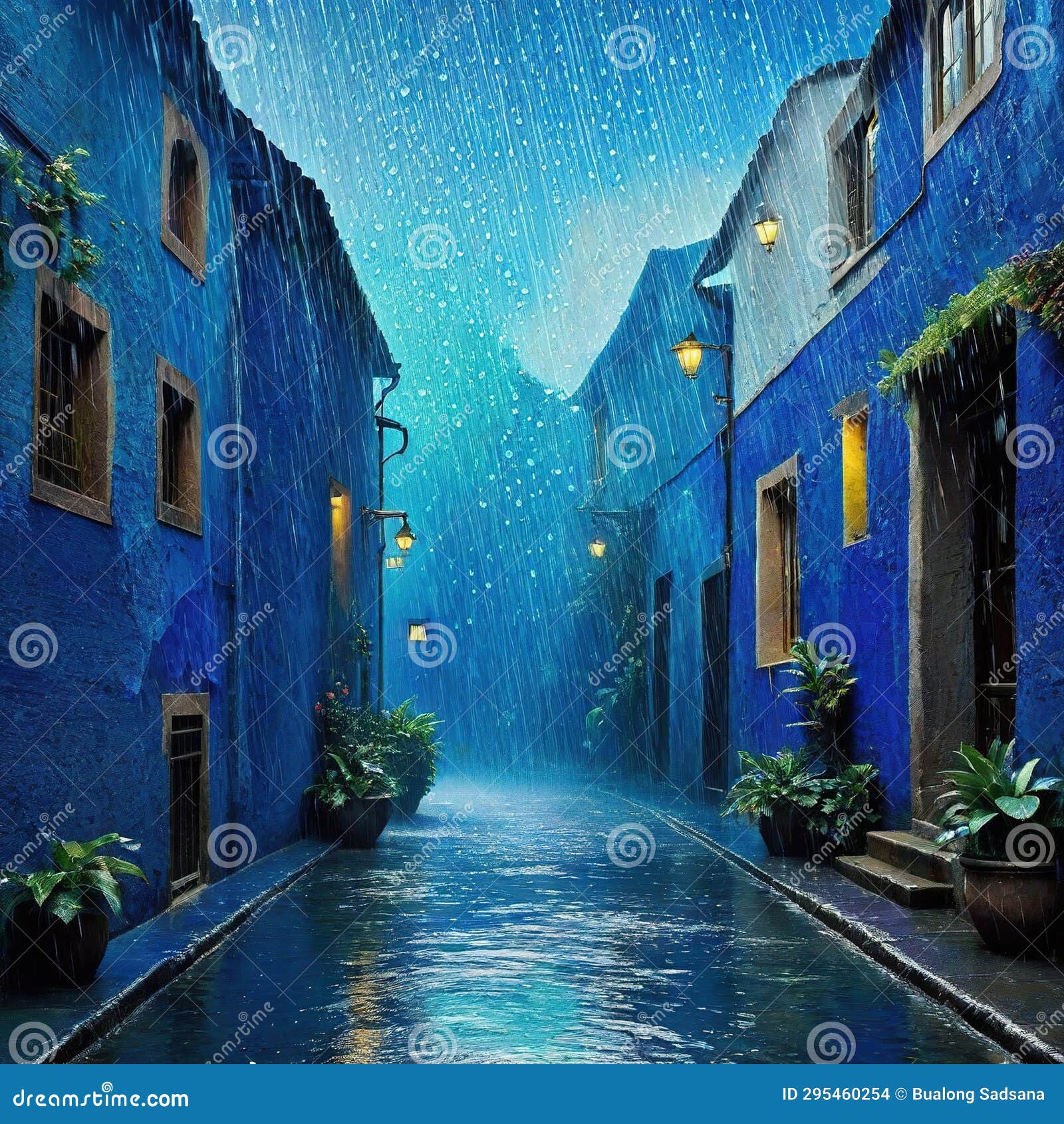 A Artwork Combining Collage and Depicting Rain As a Collage of Torn ...