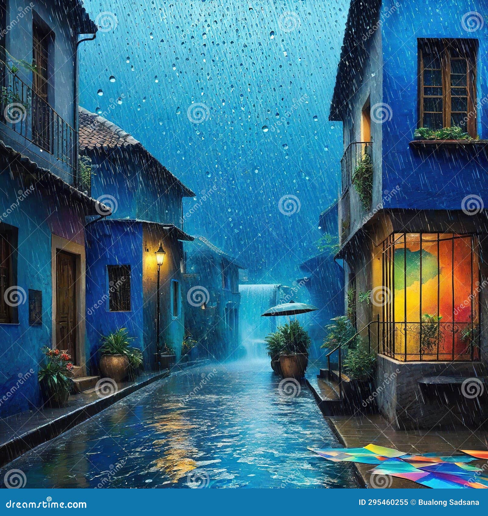 A Artwork Combining Collage and Depicting Rain As a Collage of Torn ...