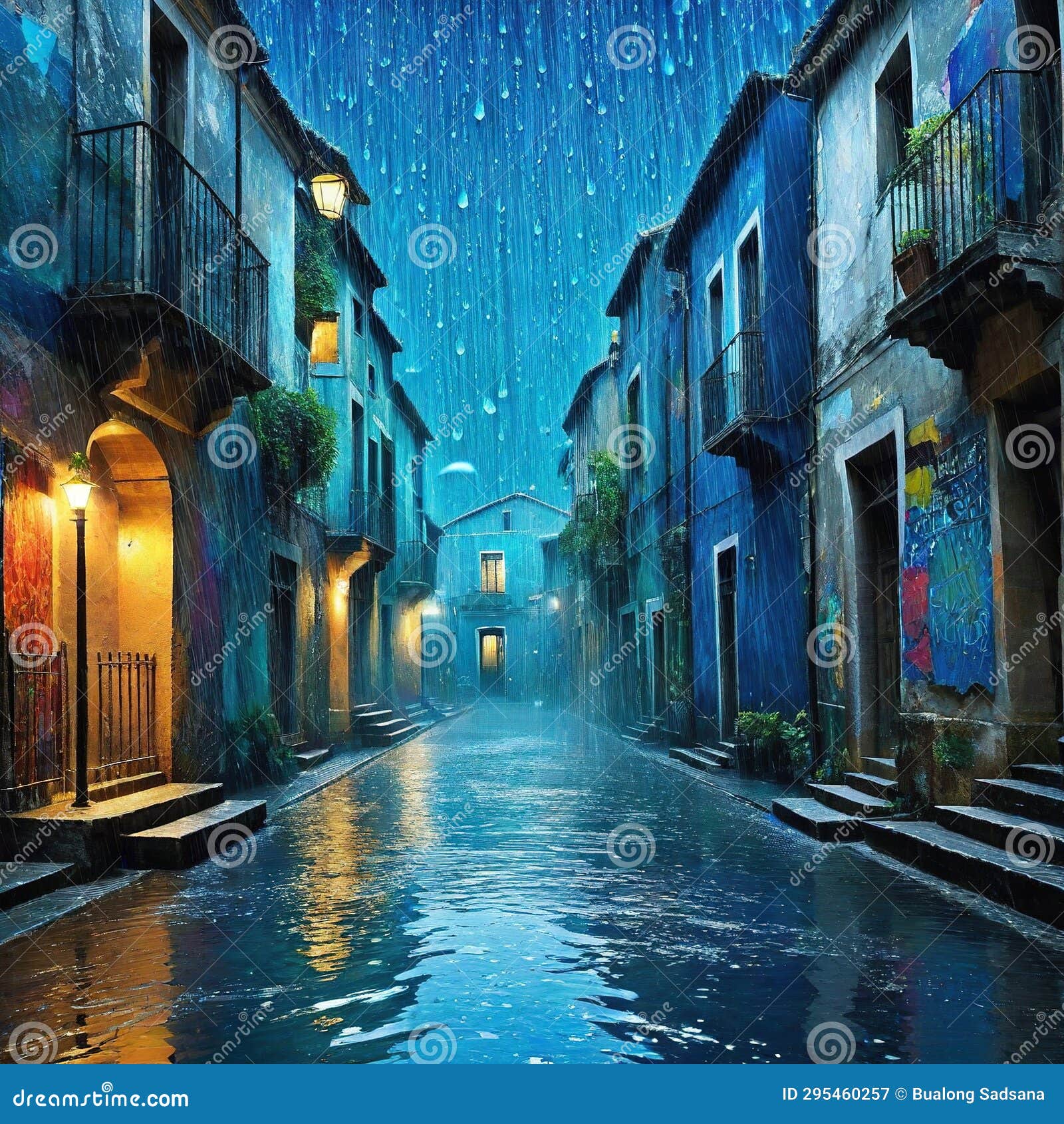 A Artwork Combining Collage and Depicting Rain As a Collage of Torn ...