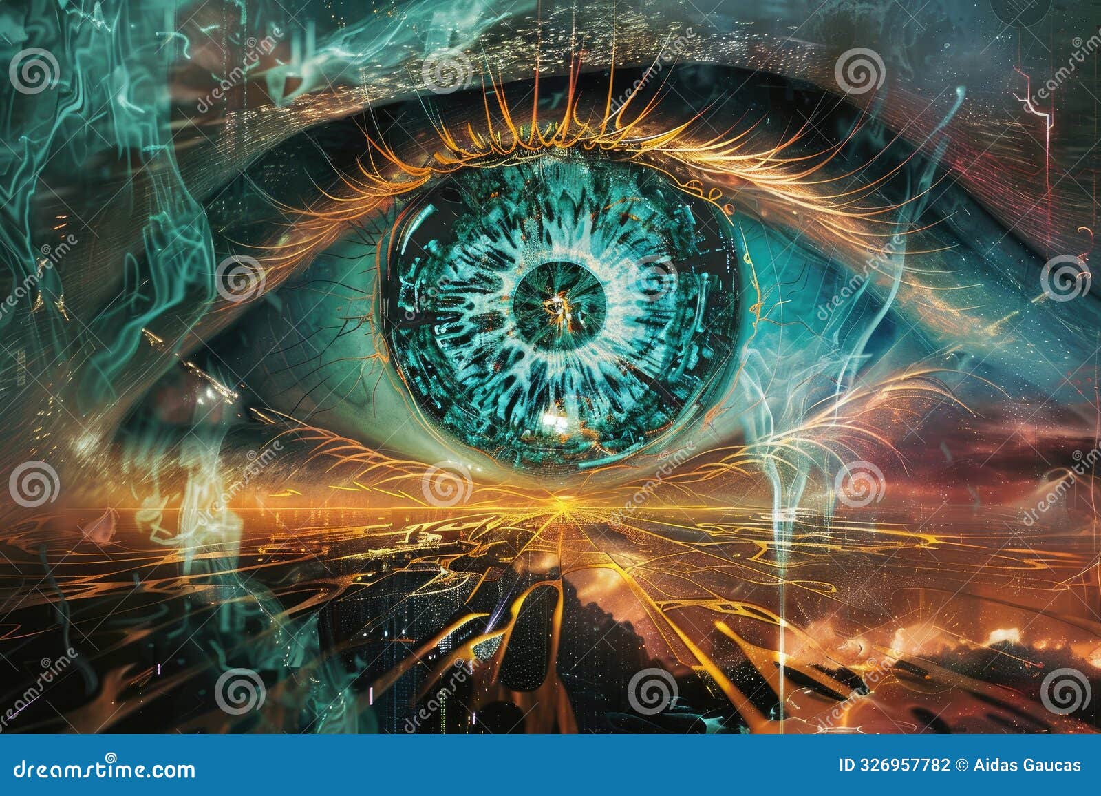 Artwork of Compound Eye Observing Electrifying Scene in Employees World ...