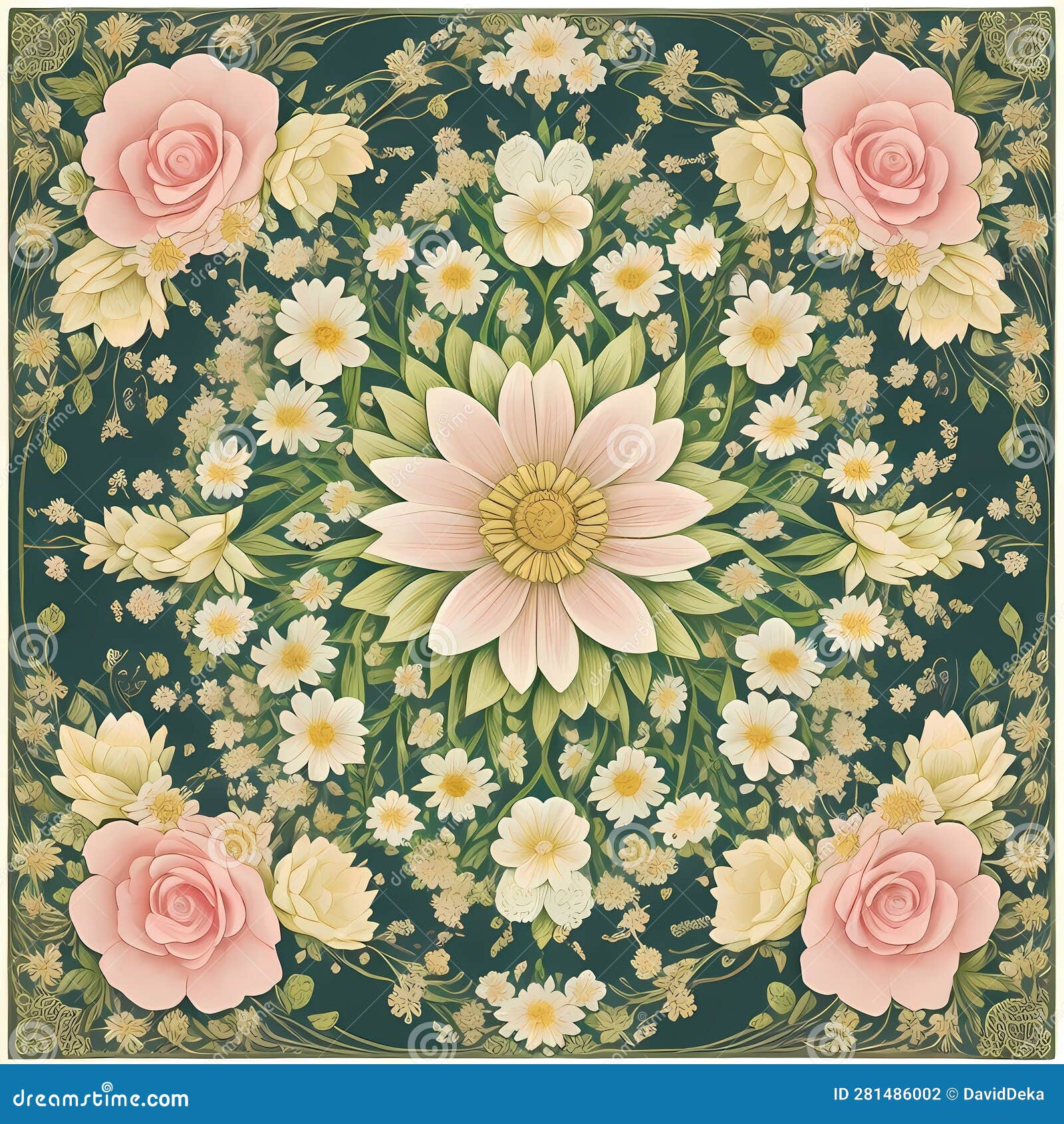 Floral Paradise: Charming AI-Generated Flower Border Illustration Stock ...