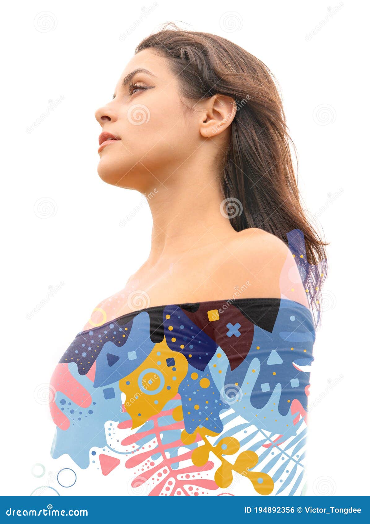 Portrait Combined with a Digital Illustration Stock Photo - Image of ...