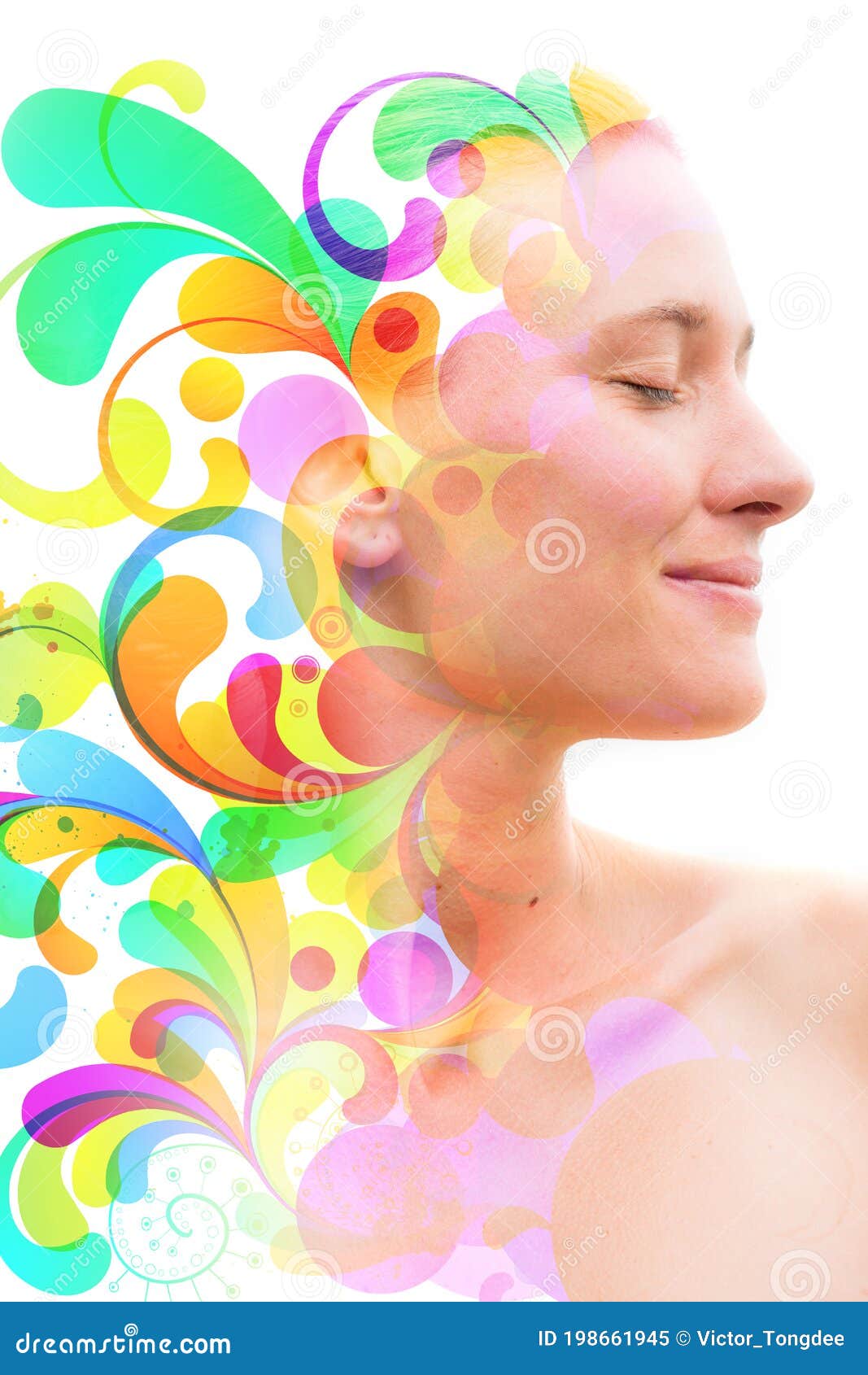 Portrait Combined with a Digital Illustration Stock Image - Image of ...