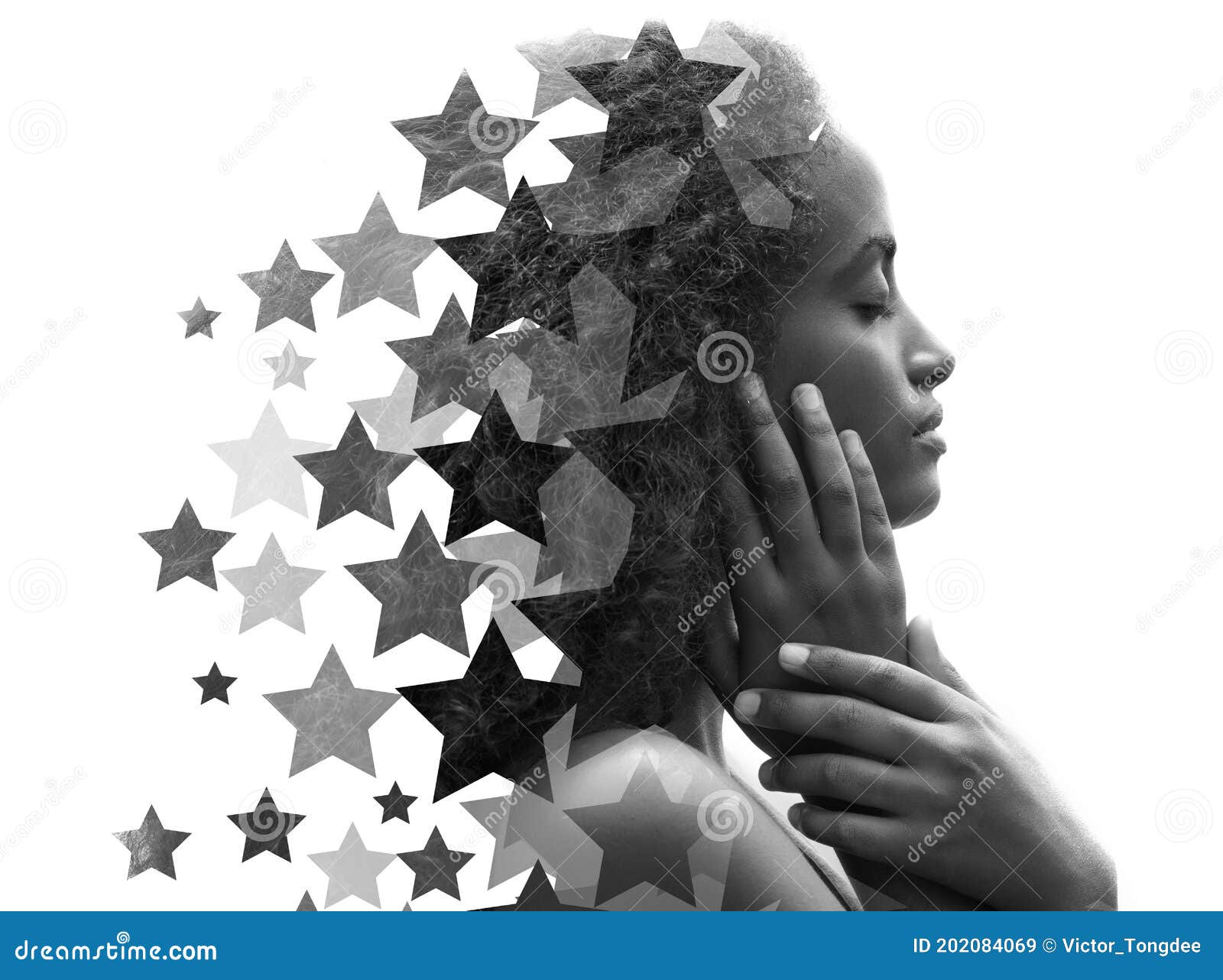 Portrait Combined with a Digital Illustration Stock Image - Image of ...