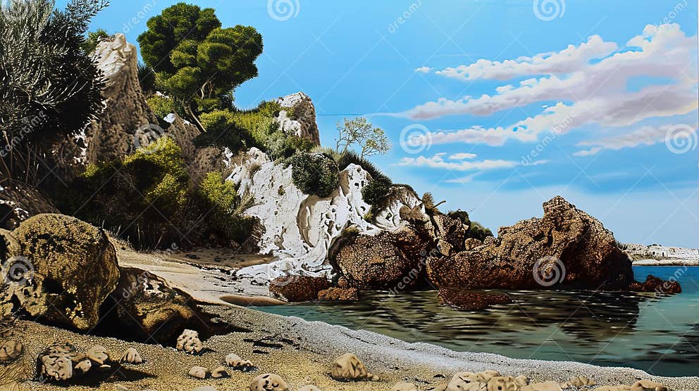 Artwork of Cyprus Landscape Stock Illustration - Illustration of ...